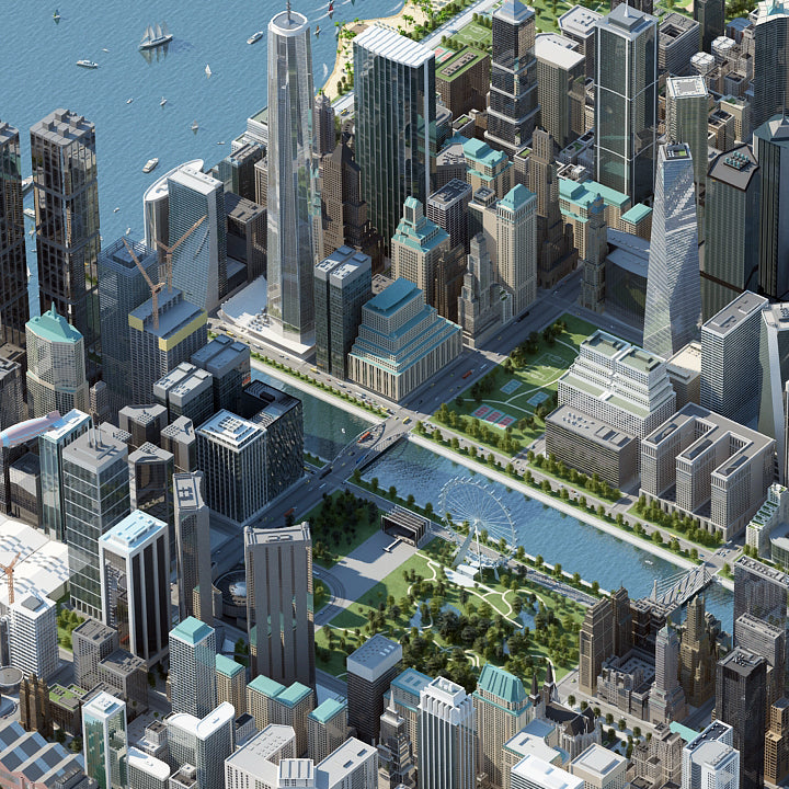 3D Big City Model, Realistic cityscape. High detailed Skyline – PolygonCity